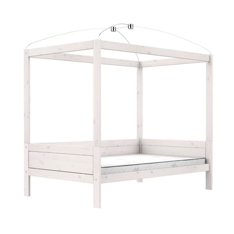 LIFETIME Kidsroom Four Poster Canopy Bed 120 x 200 cm Whitewash Deluxe ...